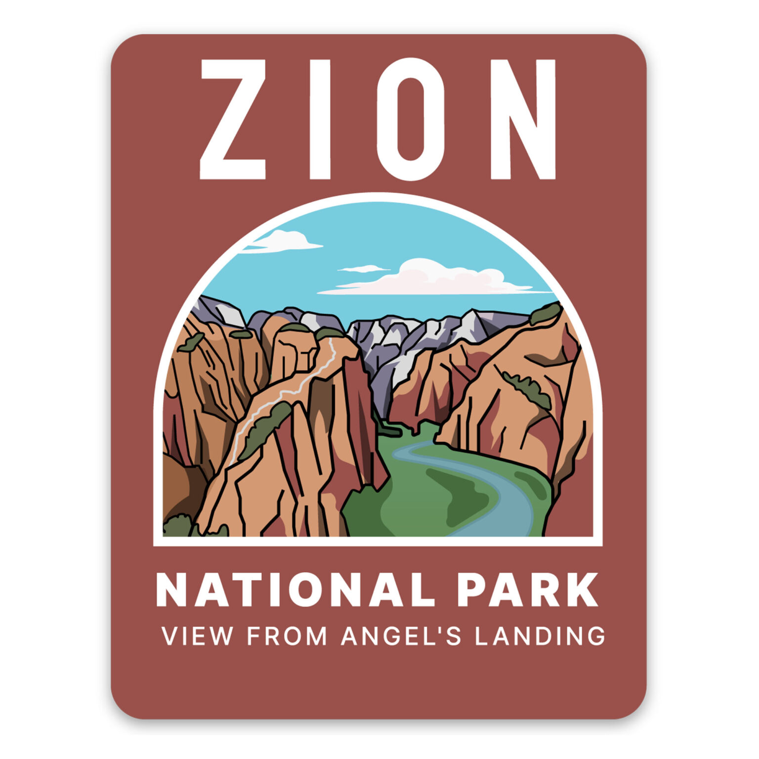 Zion National Park Sticker - Angel's Landing view