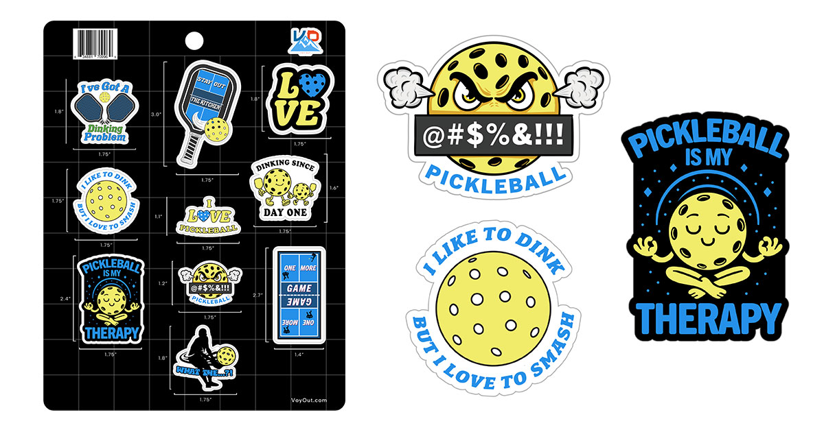 Funny Pickleball Stickers Sheet - Voy Out